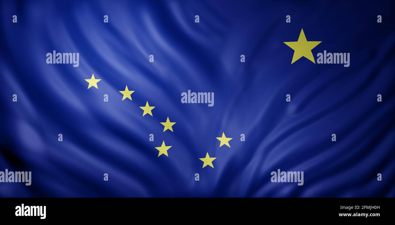 3d rendering of a detailed Alaska USA State flag Stock Photo - Alamy