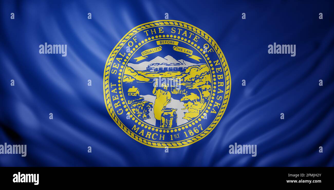 3d rendering of a detailed Nebraska USA State flag Stock Photo - Alamy