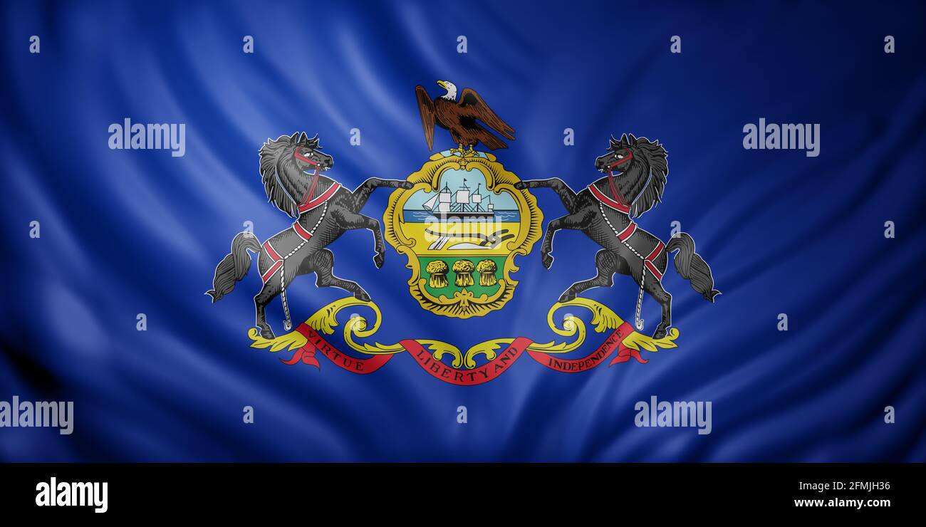 3d rendering of a detailed Pennsylvania USA State flag Stock Photo - Alamy