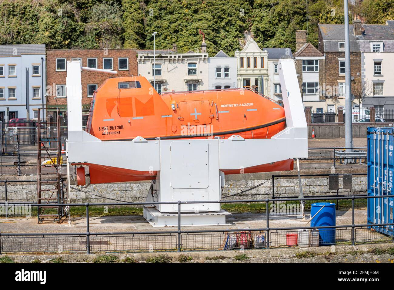 A Maritme skills academy training lifeboat in Dover port Stock Photo ...
