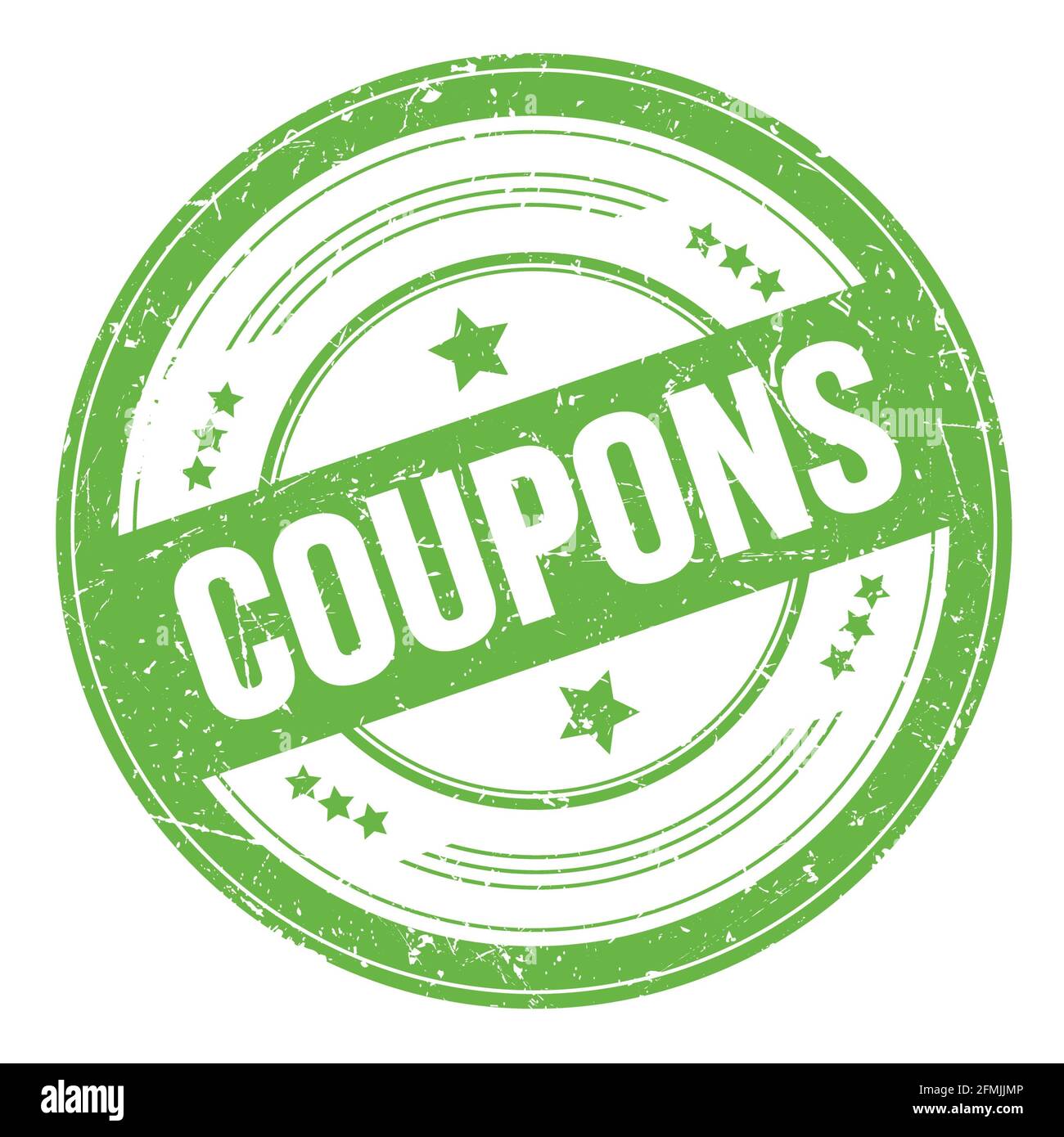 COUPONS text on green round grungy texture stamp Stock Photo - Alamy