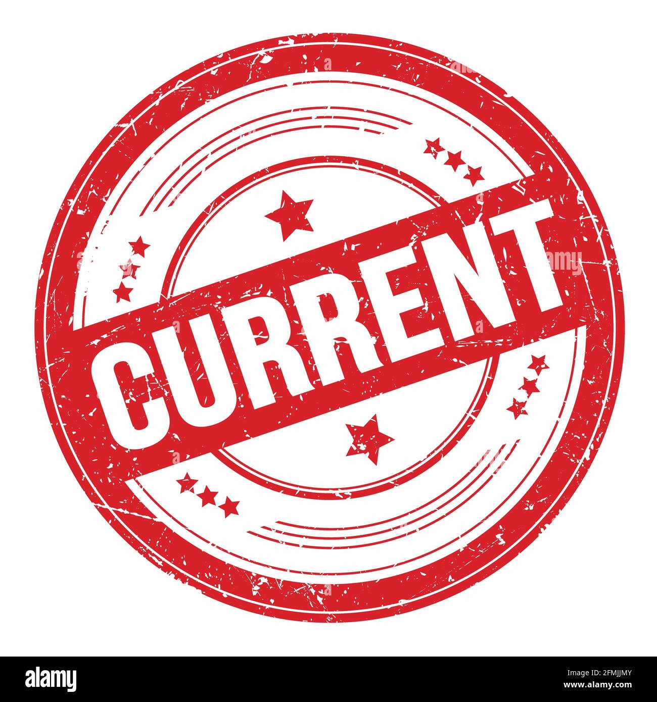 CURRENT text on red round grungy texture stamp Stock Photo - Alamy