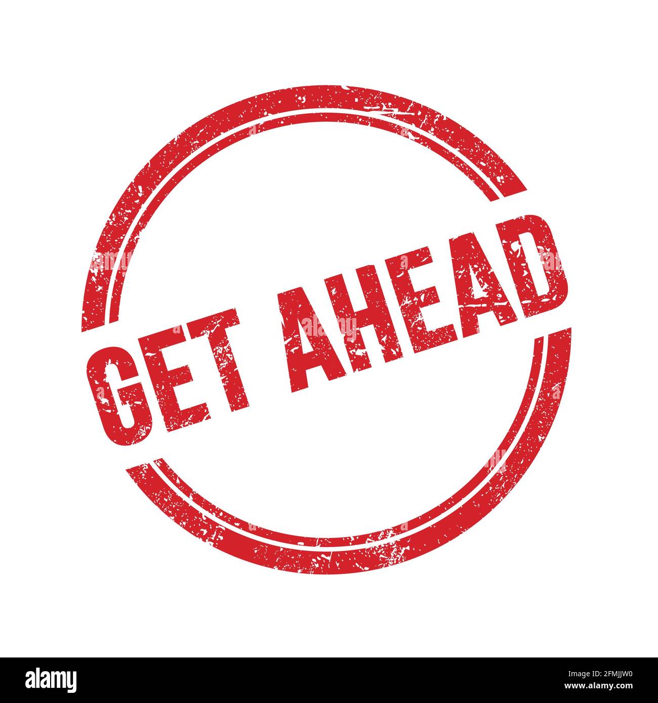 GET AHEAD text written on red grungy vintage round stamp Stock Photo ...