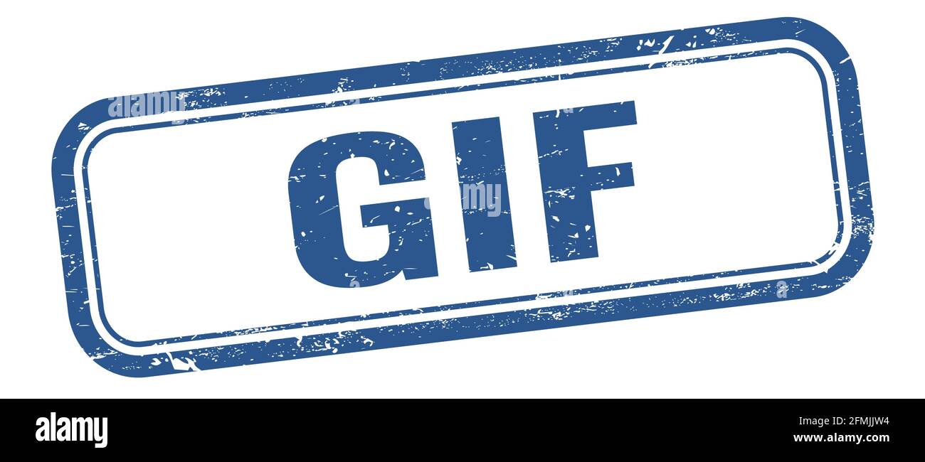 GIF text on blue grungy vintage rectangle stamp Stock Photo - Alamy