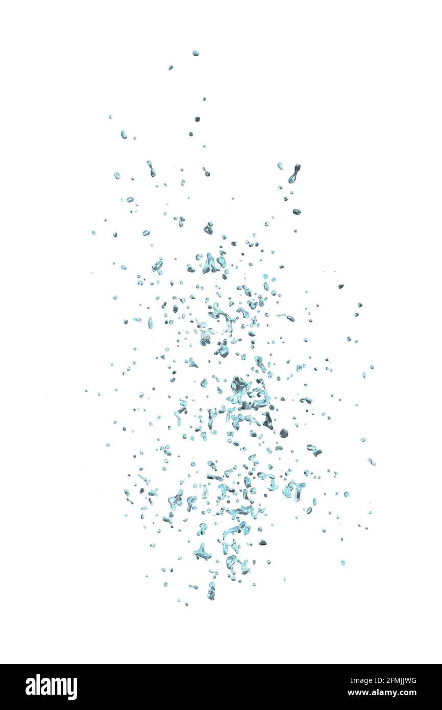 Water splash in blue translucent color, isolated on white background 3D ...