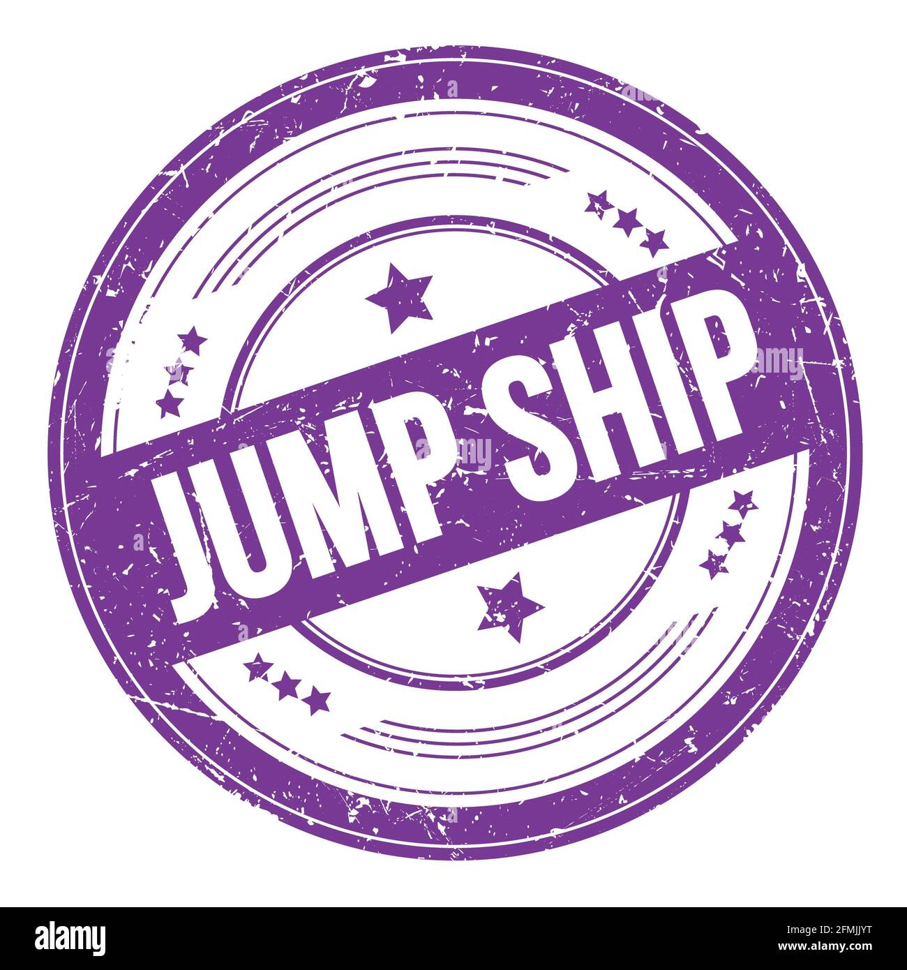 JUMP SHIP text on violet indigo round grungy texture stamp Stock Photo ...