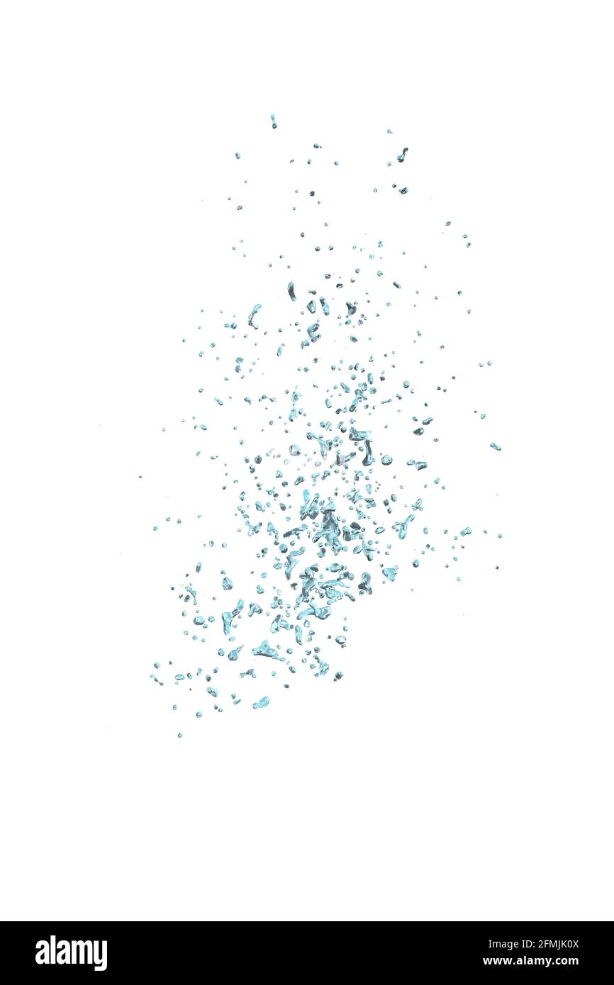 Water splash in blue translucent color, isolated on white background 3D ...