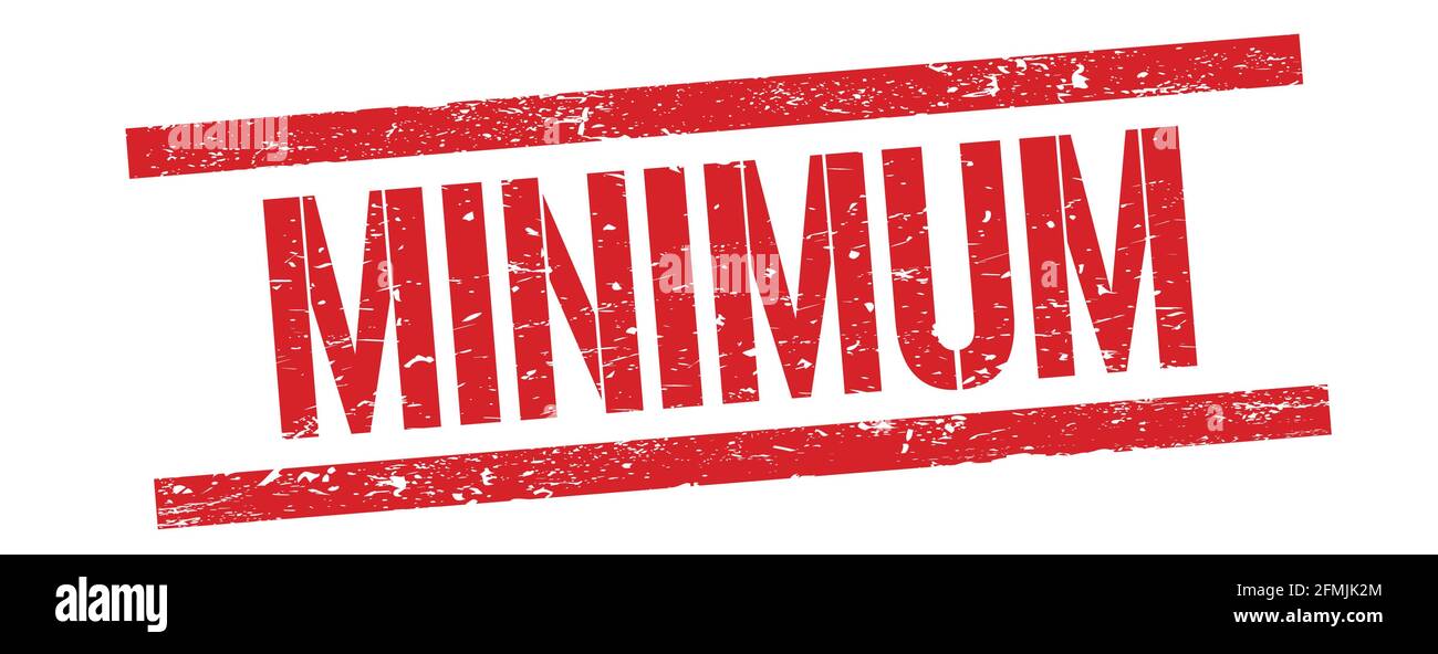 MINIMUM text on red grungy rectangle stamp sign Stock Photo - Alamy