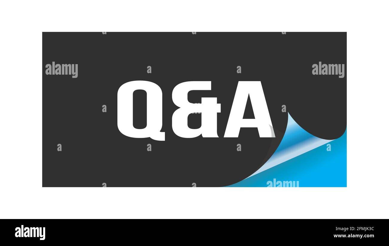 Q&A text written on black blue sticker stamp Stock Photo - Alamy