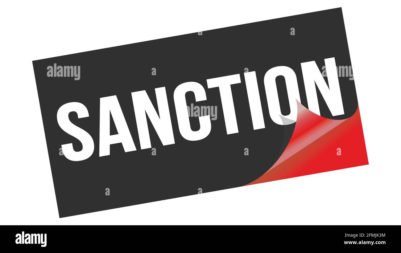 SANCTION text written on black red sticker stamp Stock Photo - Alamy