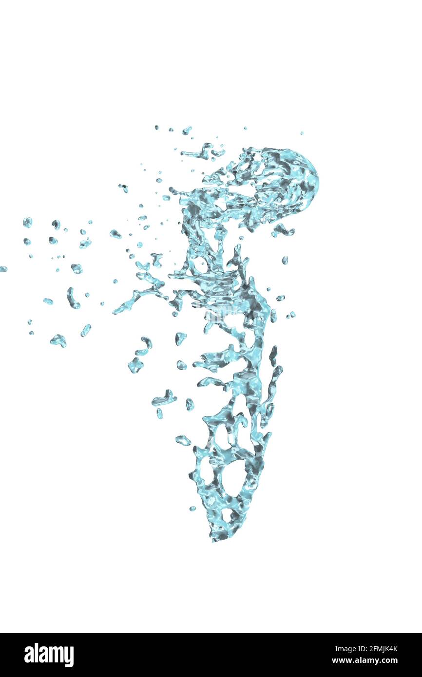 Water splash in blue translucent color, isolated on white background 3D ...