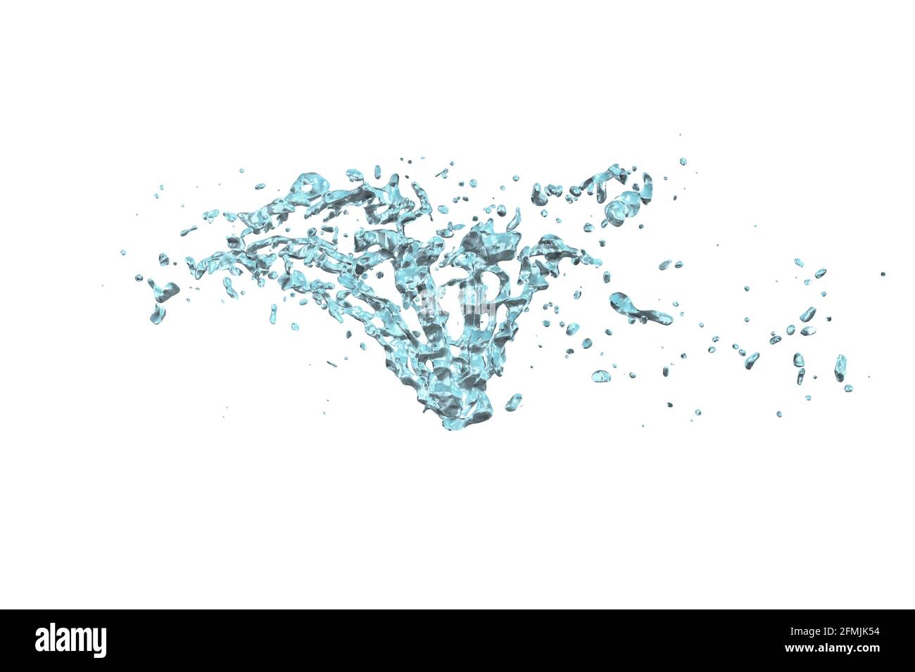 Water splash in blue translucent color, isolated on white background 3D ...