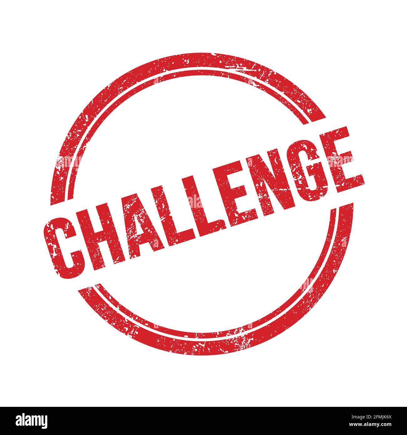 CHALLENGE text written on red grungy vintage round stamp Stock Photo ...