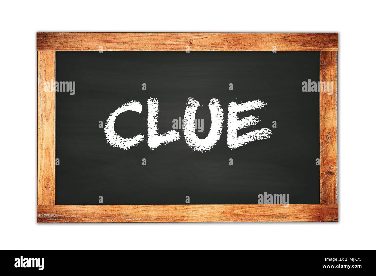 CLUE text written on black wooden frame school blackboard Stock Photo ...
