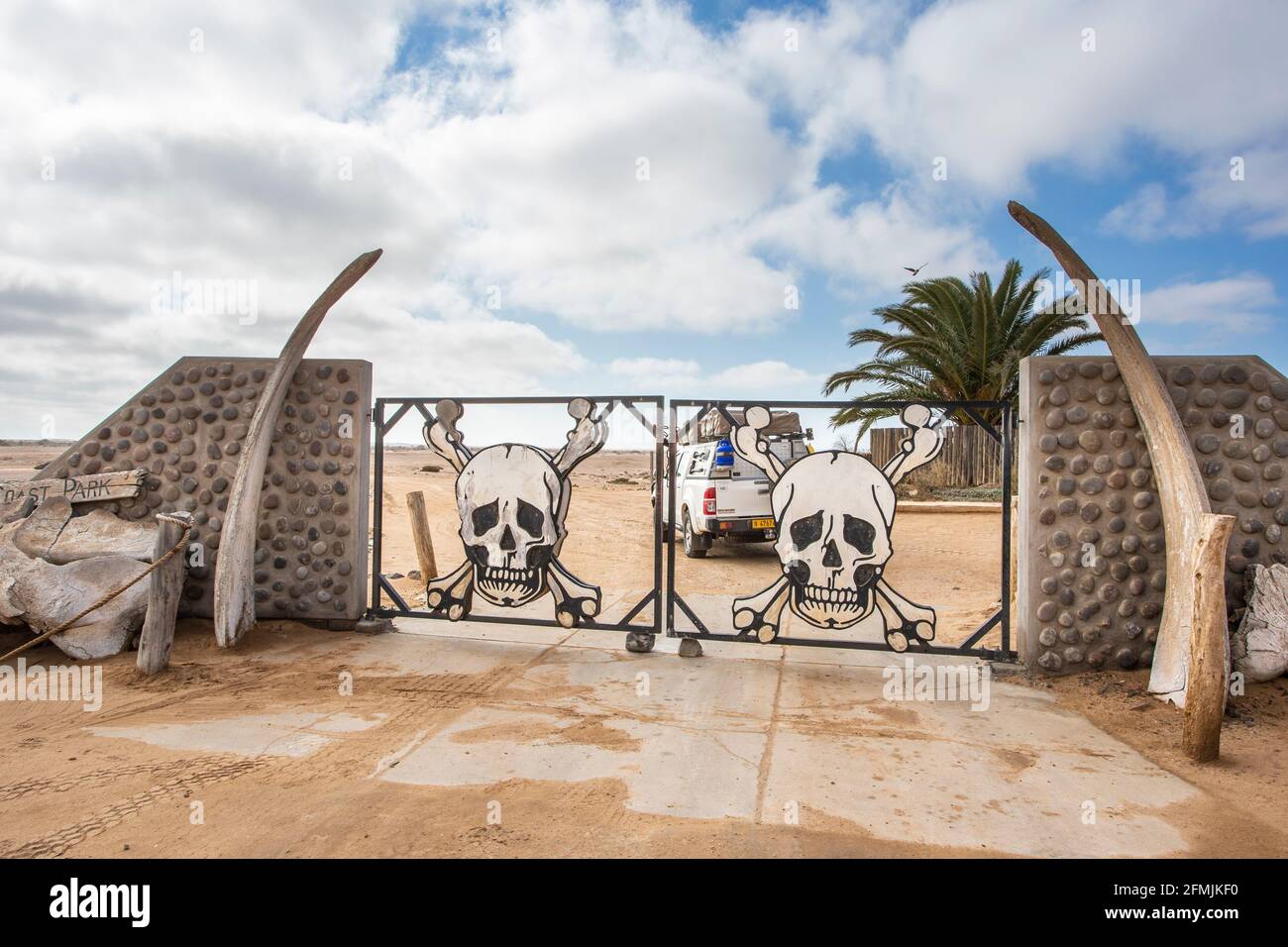 Entrance Gate Skeleton Coast with Skulls. Skeleton Coast, Namibia ...