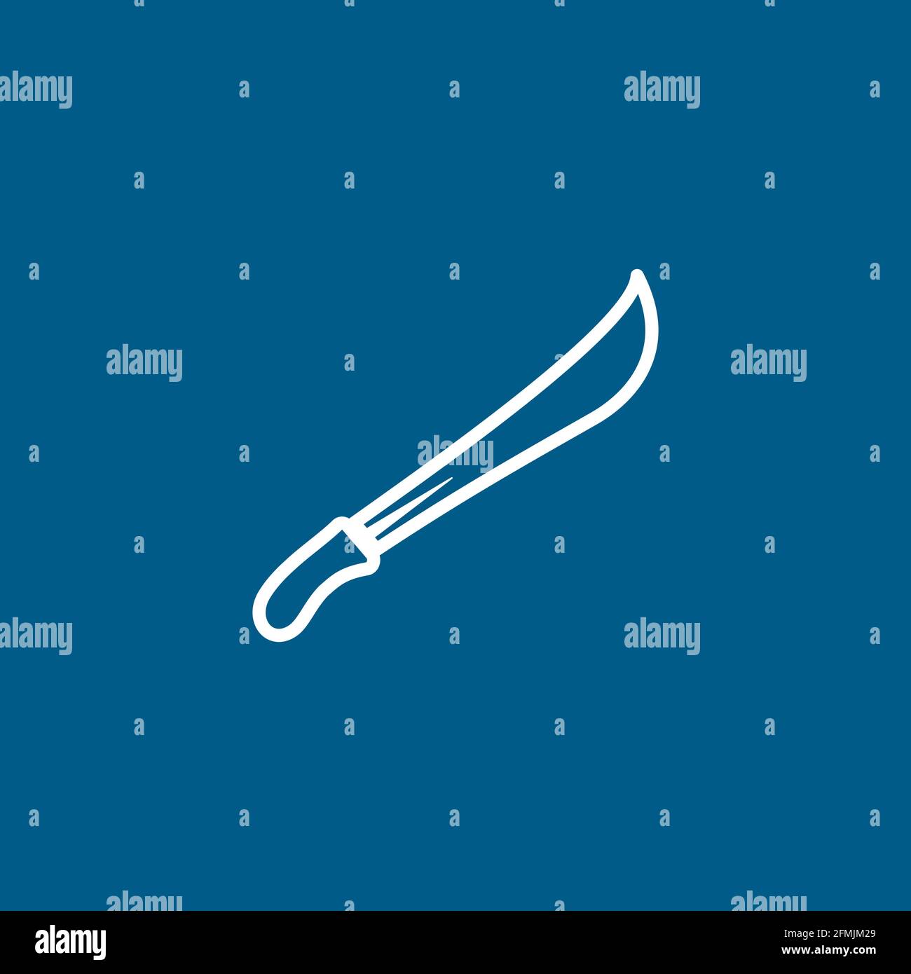 Sword Line Icon On Blue Background. Blue Flat Style Vector Illustration ...