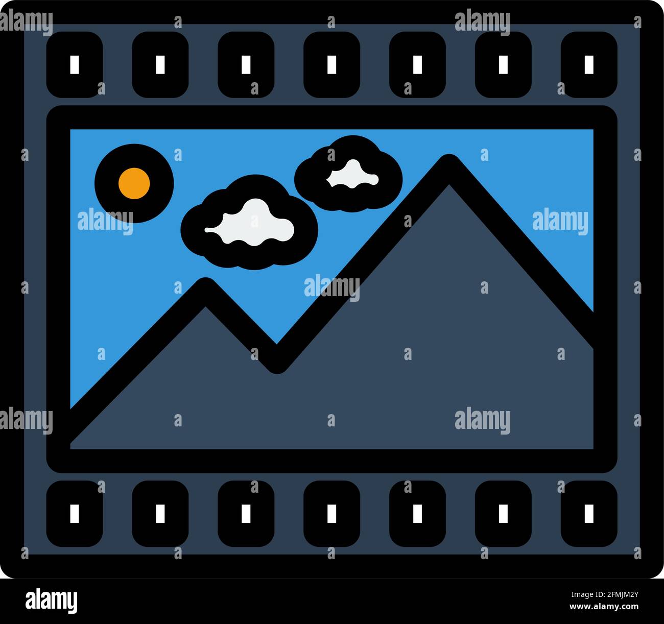 Film Frame Icon. Editable Bold Outline With Color Fill Design. Vector ...