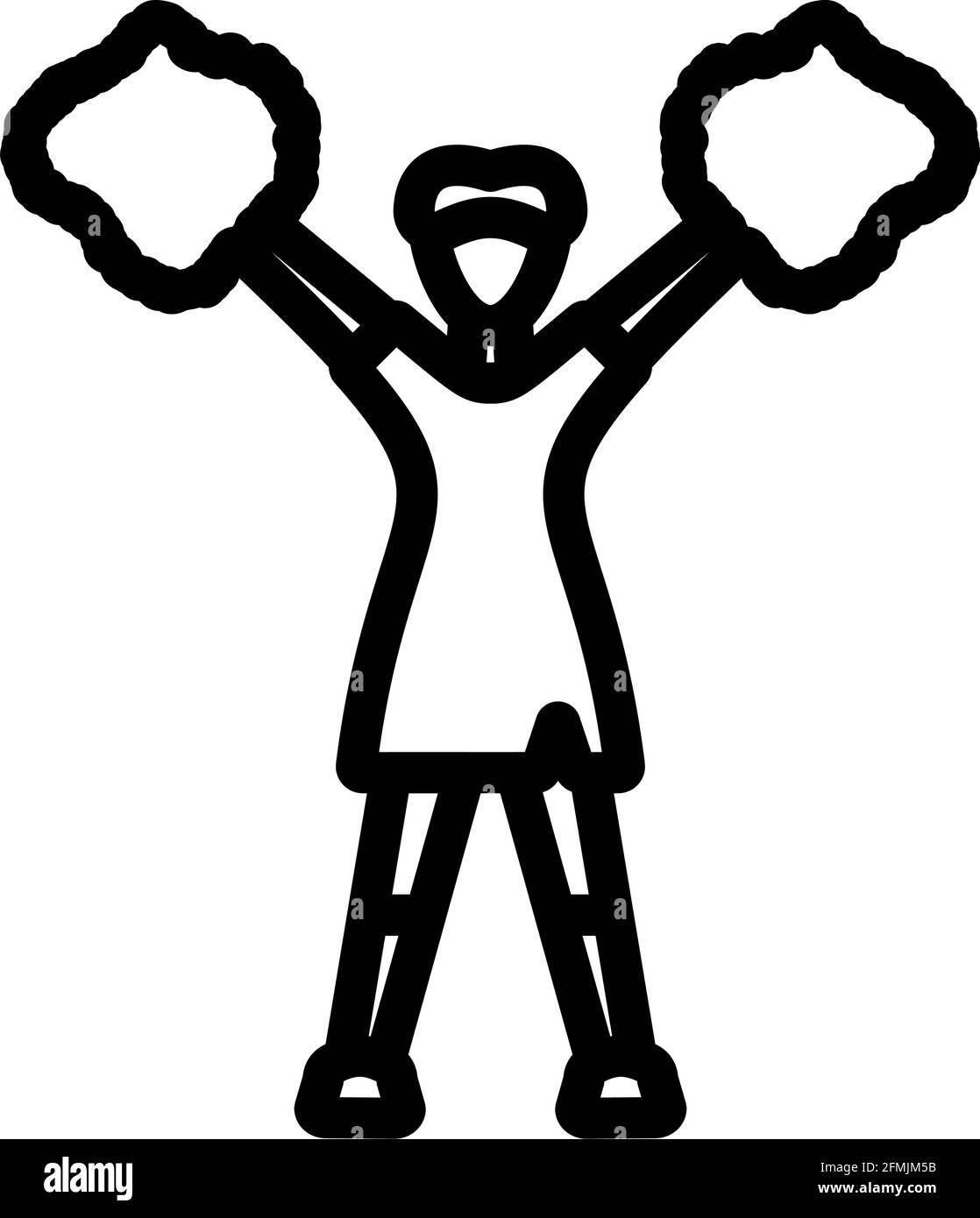 American Football Cheerleader Girl Icon. Editable Bold Outline Design ...