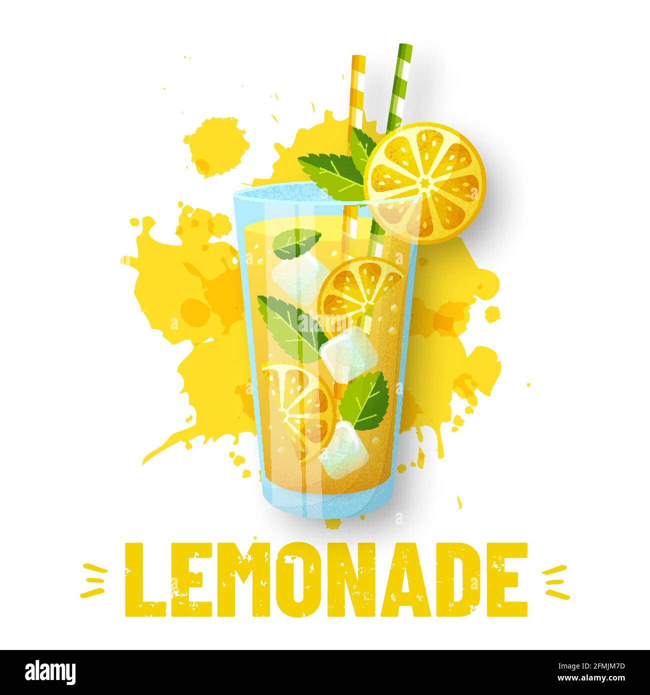 Lemonade - vector illustration. Modern banner with glass and juice ...