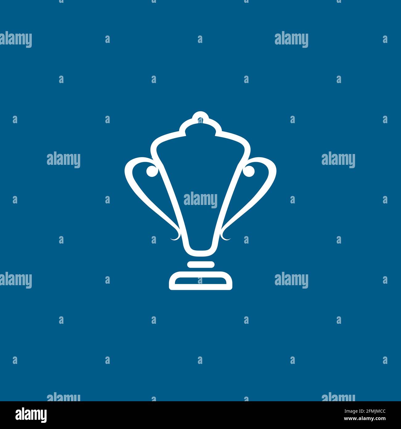 Trophy Line Icon On Blue Background. Blue Flat Style Vector ...