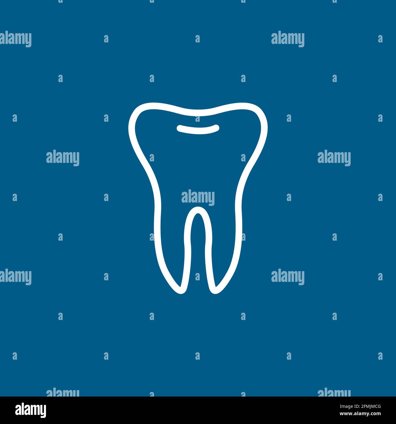 Tooth Line Icon On Blue Background. Blue Flat Style Vector Illustration ...