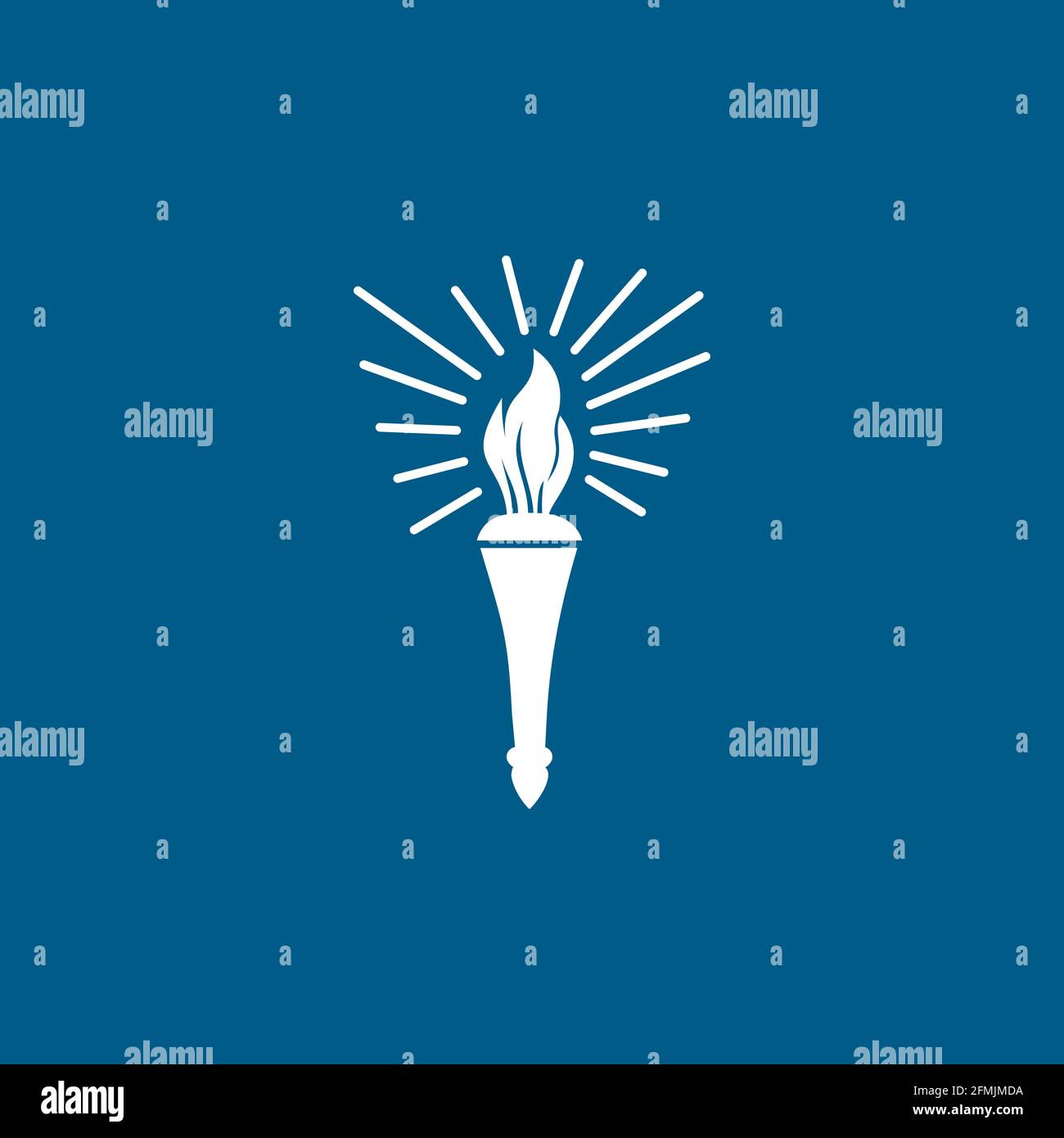 Torch Icon On Blue Background. Blue Flat Style Vector Illustration ...