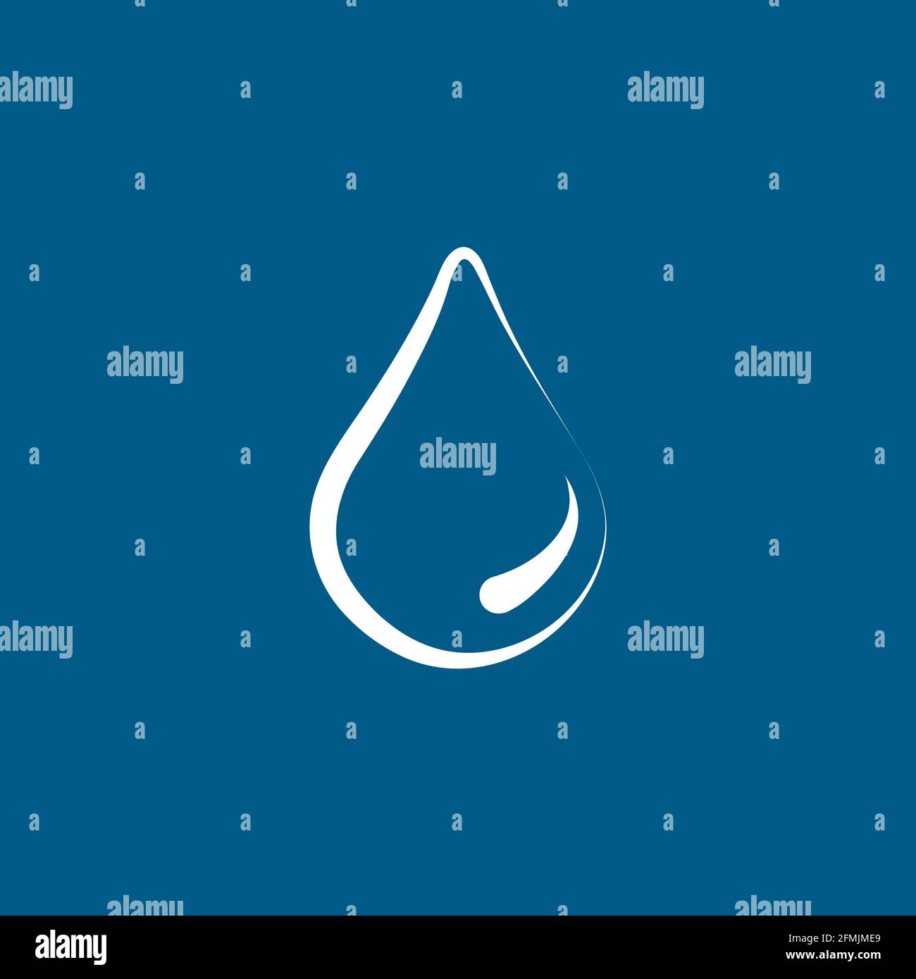 Water Drop Line Icon On Blue Background. Blue Flat Style Vector ...
