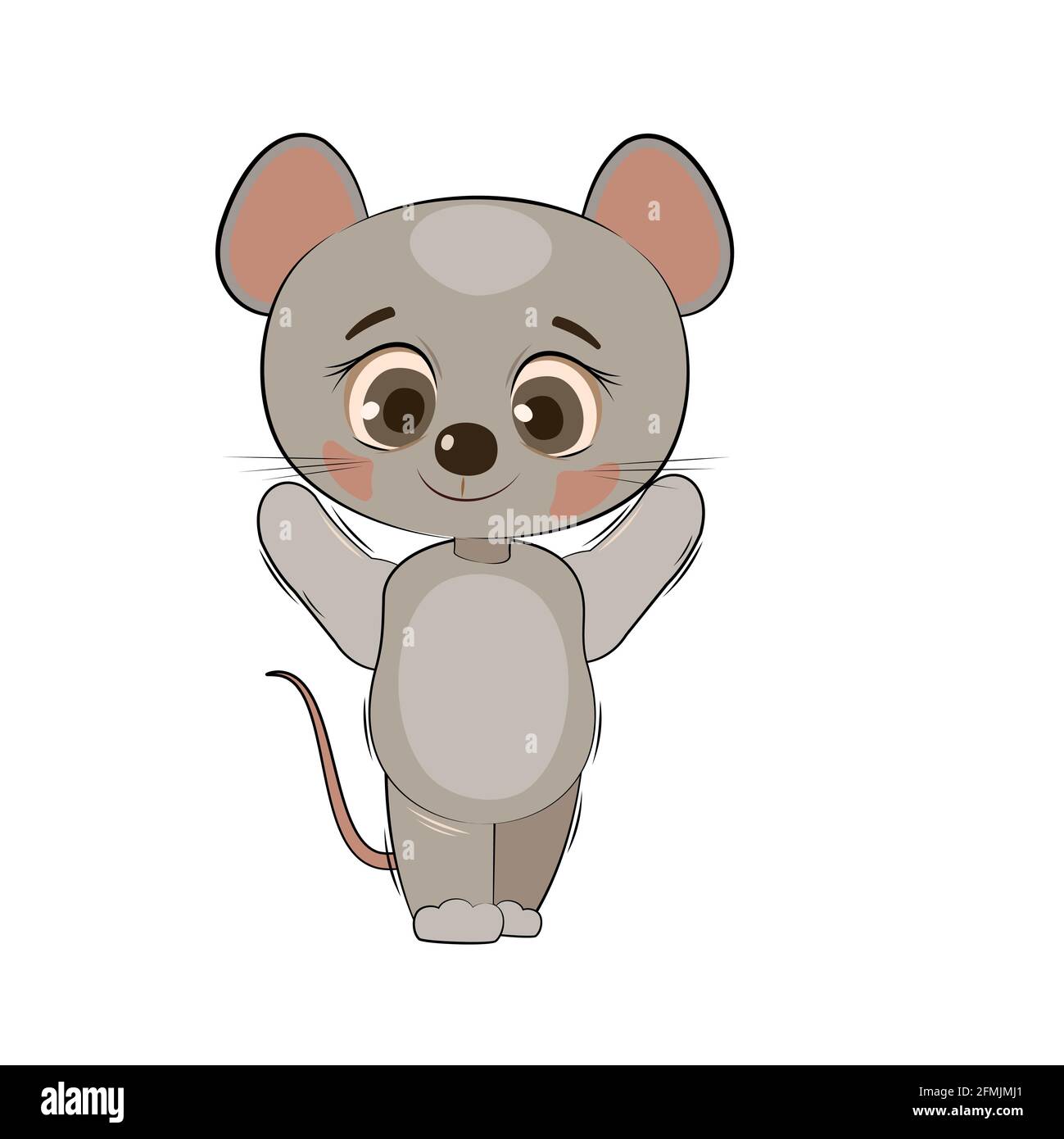 Little baby mouse. Isolated object on a white background. Cheerful kind ...