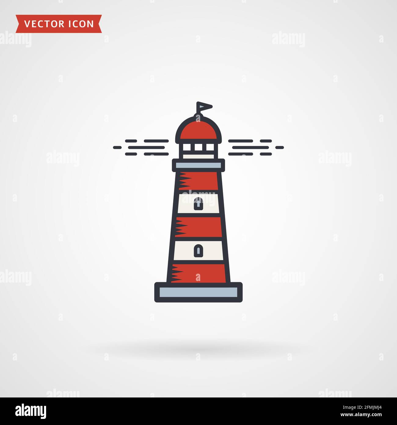 Lighthouse line icon isolated on white background. Vector colored ...
