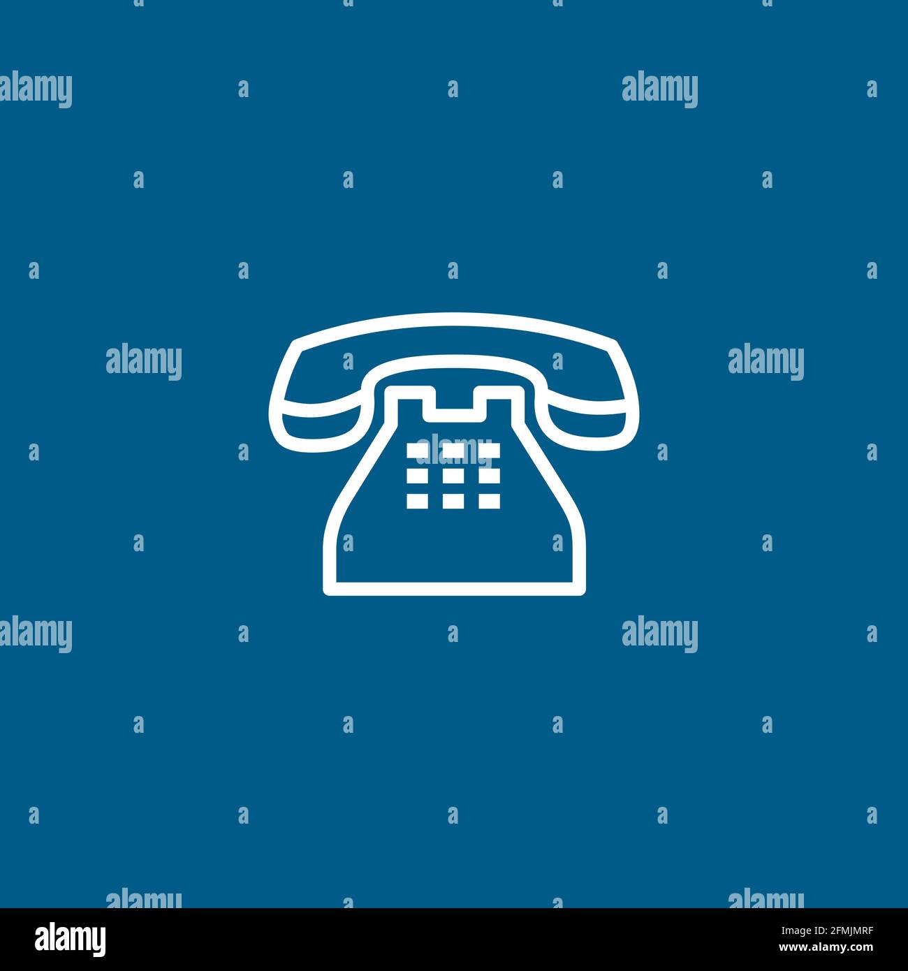 Telephone Line Icon On Blue Background. Blue Flat Style Vector ...