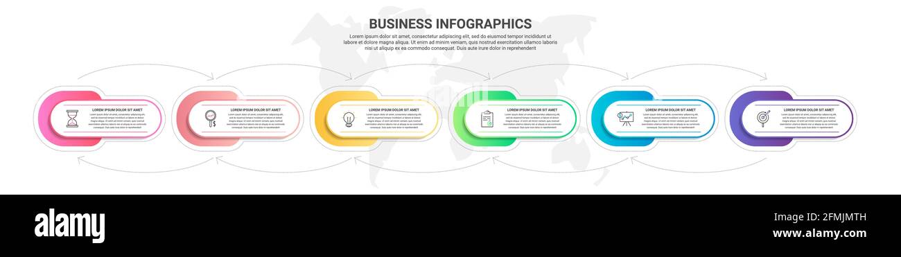 Vector infographics six label cards with arrows. Business concept of 6 ...