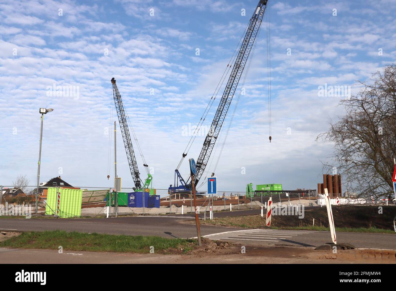 Construction area of the Groene Boog, a new piece of motorway A16 in ...