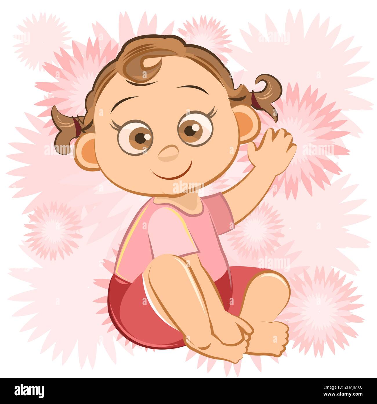 Little child. Girl. Sits playing indulges. Isolated object on a white ...