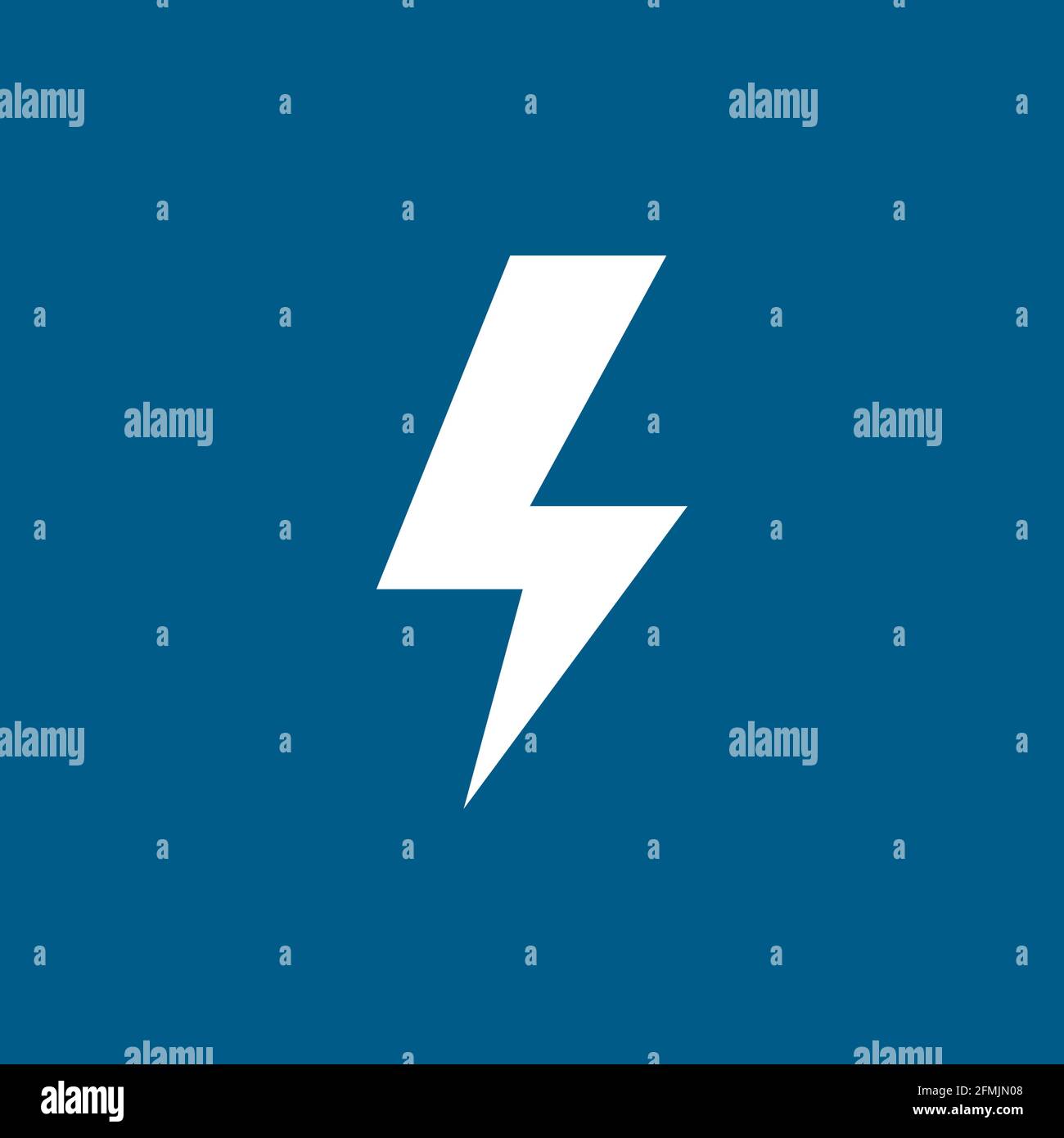 Thunderbolt Icon On Blue Background. Blue Flat Style Vector ...