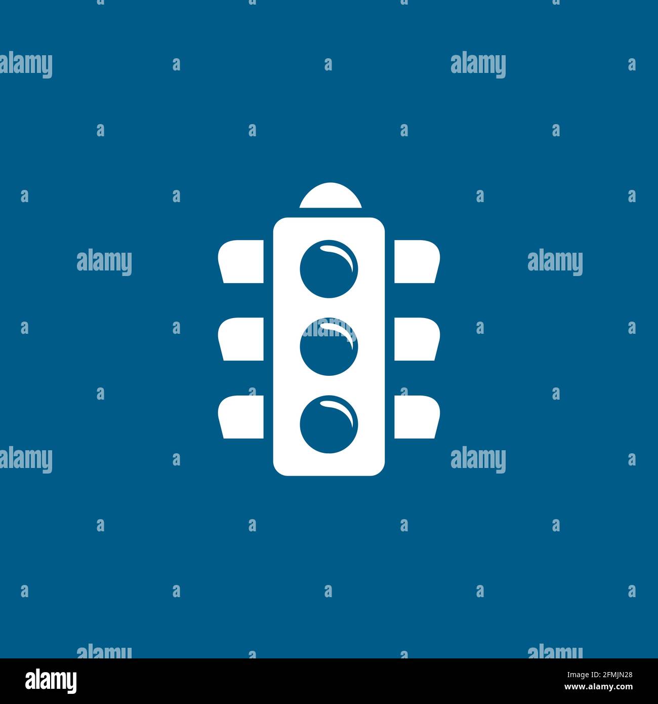 Traffic Light Signal Icon On Blue Background. Blue Flat Style Vector ...