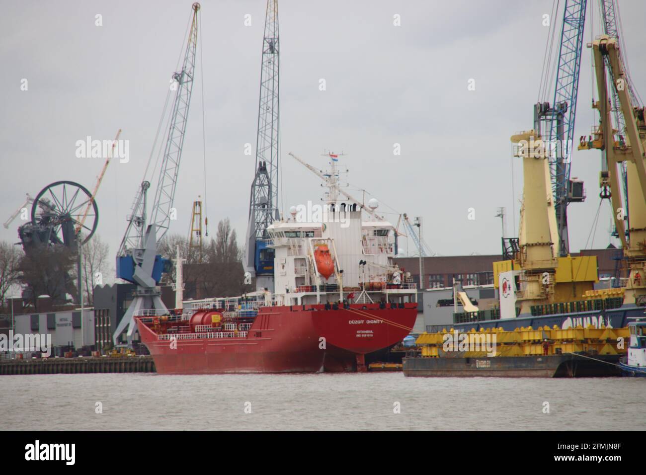Bulk cargo ship Düzgit dignity moored in the Waalhavel harbor as part ...