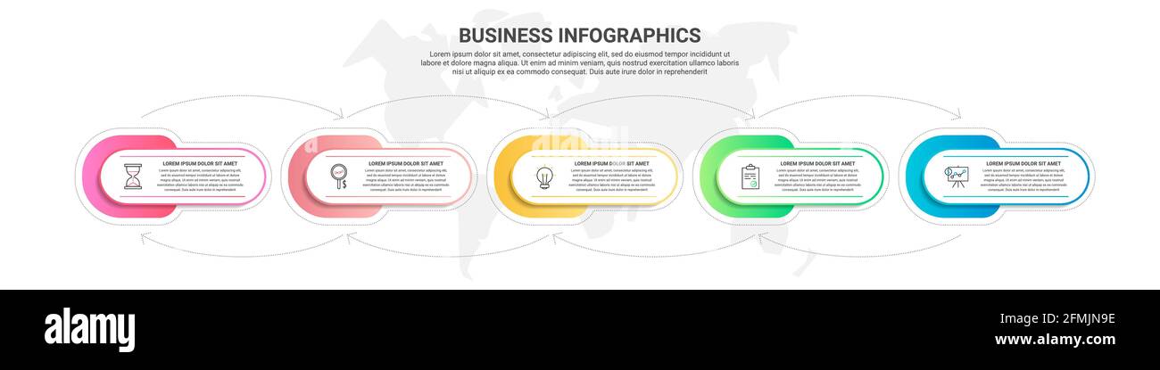 Vector infographics five label cards with arrows. Business concept of 5 ...