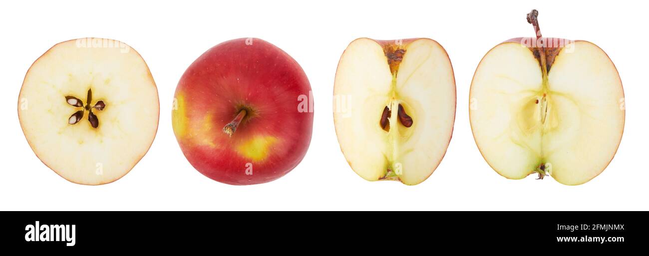 Parts of red apple isolated on white background Stock Photo - Alamy