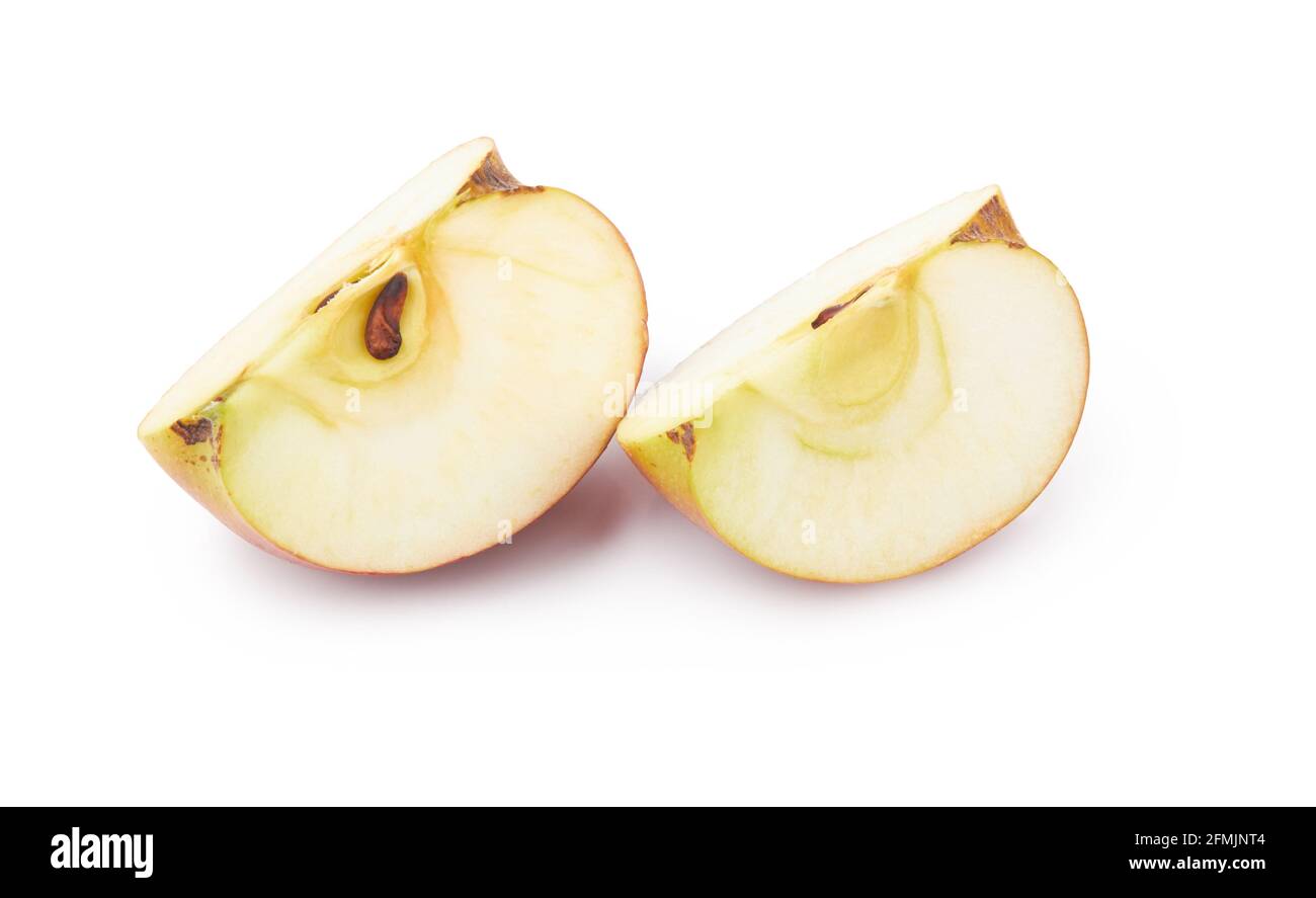 Parts of red apple isolated on white background Stock Photo - Alamy