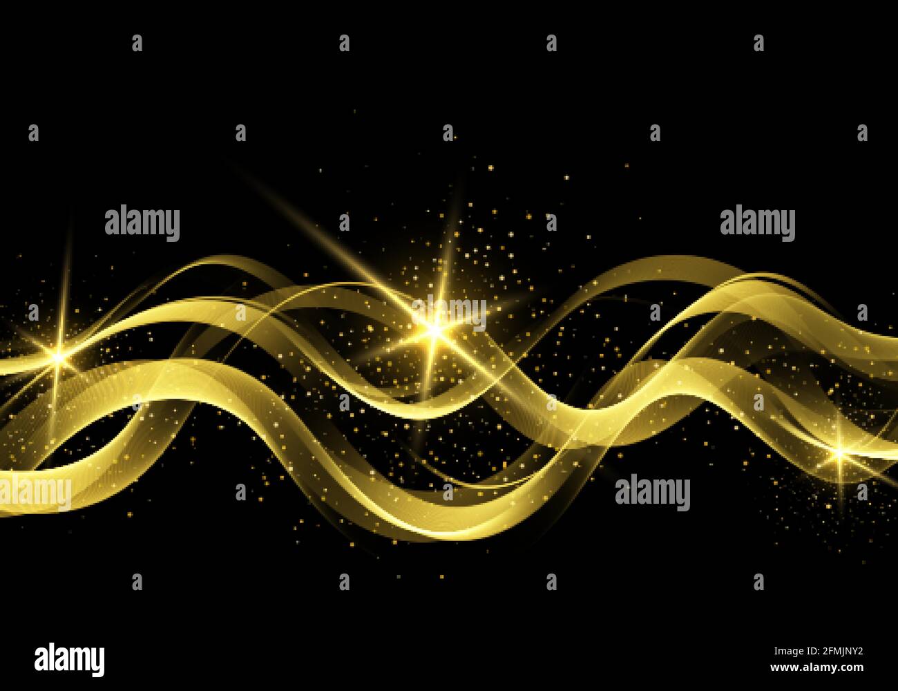 Abstract color gold wave design element Glitter effect on dark ...
