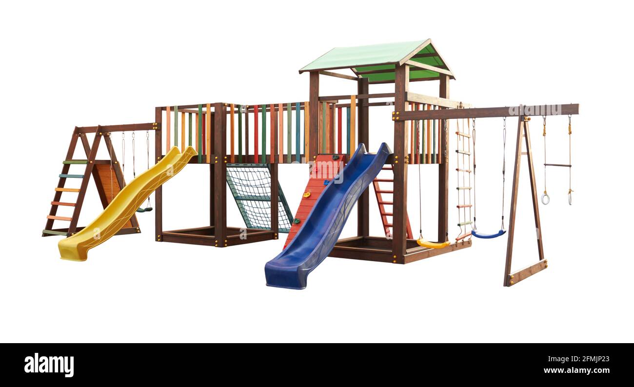 Colorful playground for children isolated on white background Stock ...