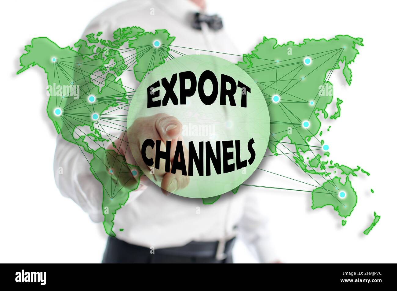 Export channels concept shown by a man in background Stock Photo - Alamy