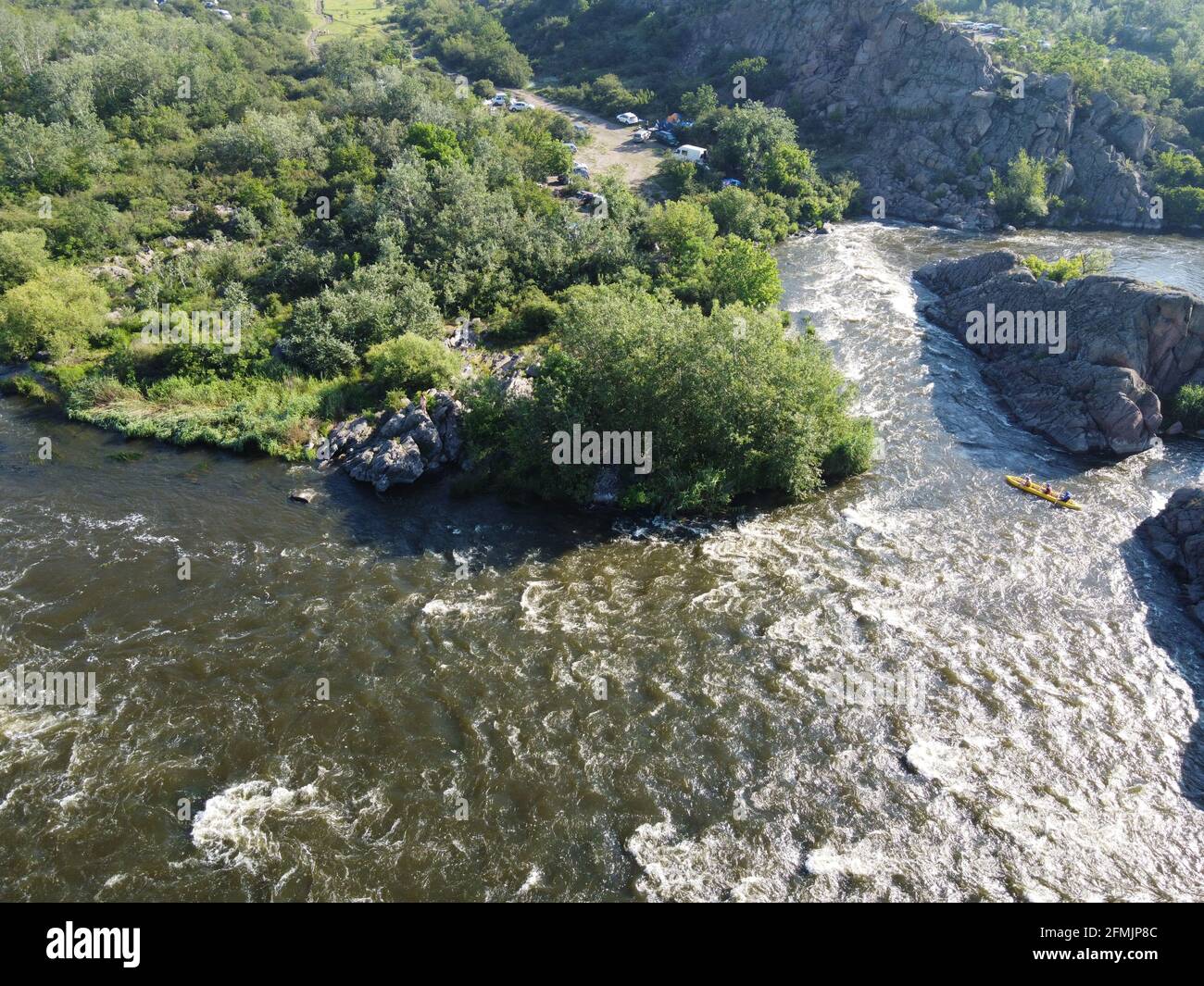 A bend of the Southern Bug river called Integral from a bird's eye view ...