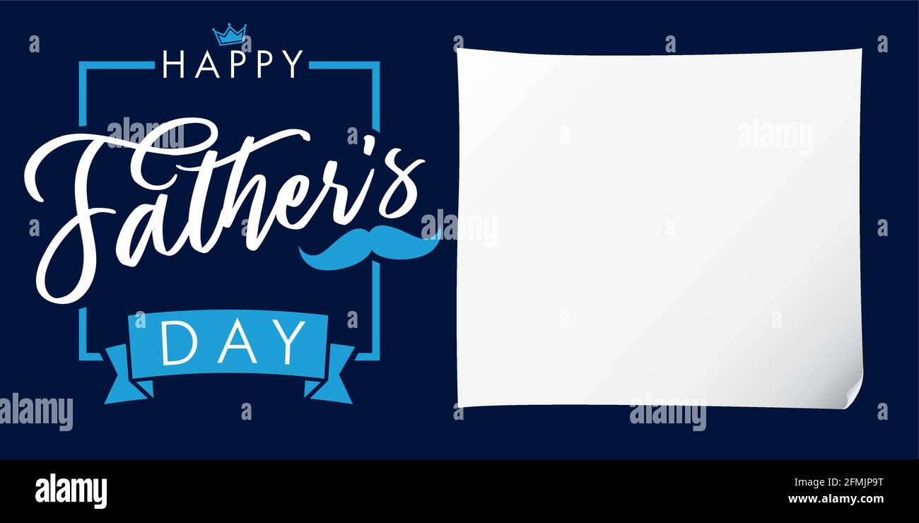 Happy father's day white, black and blue colored postcard. Happy ...