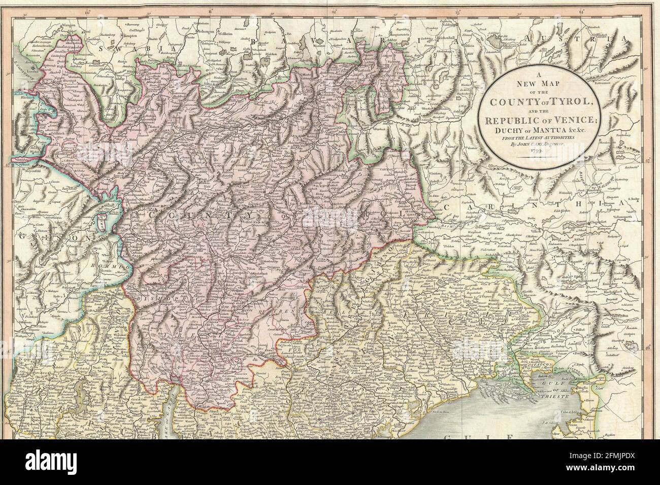 Vintage copper engraved map of Tyrol from 19th century. All maps are ...