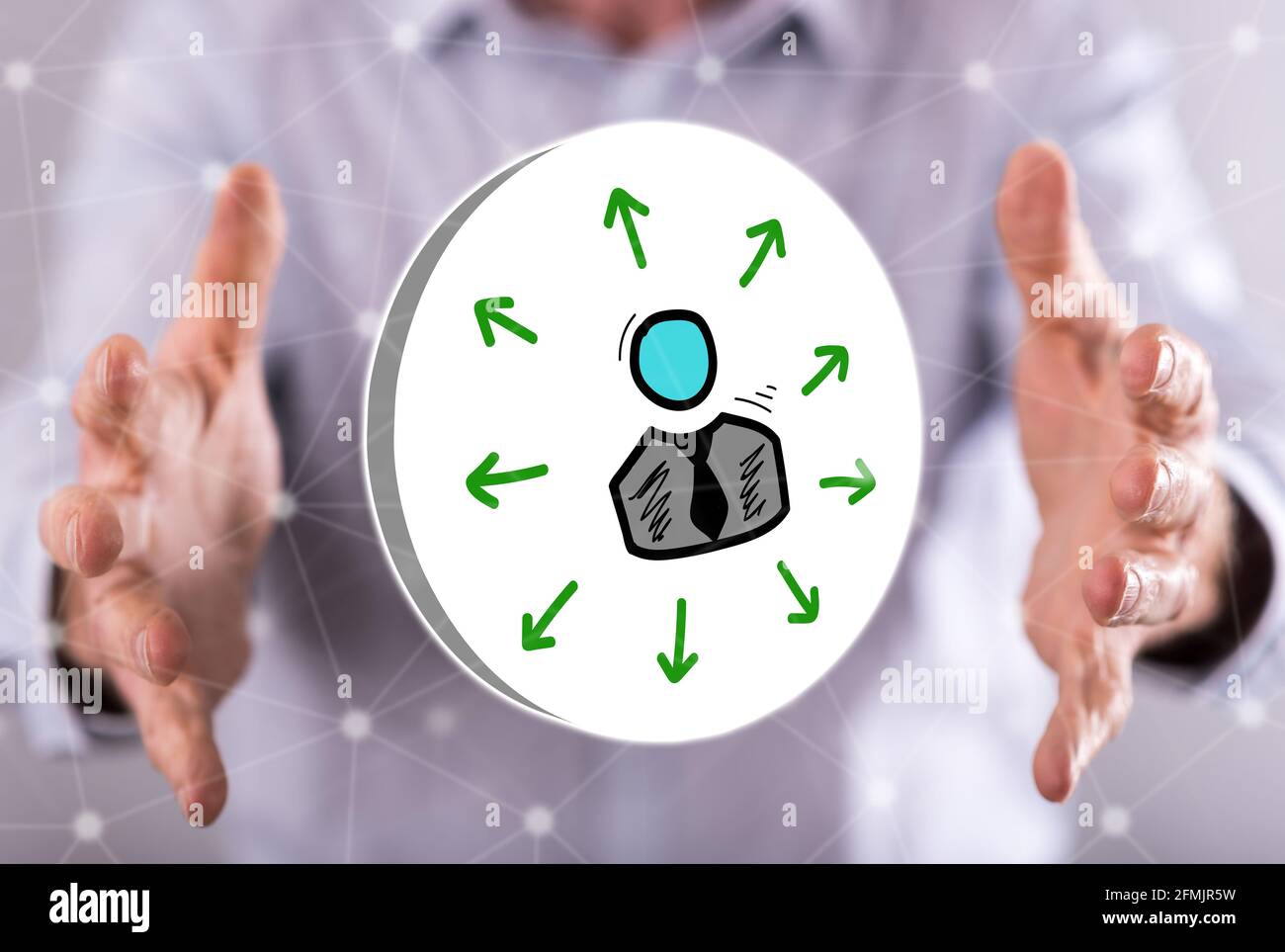 Choice concept between hands of a man in background Stock Photo - Alamy