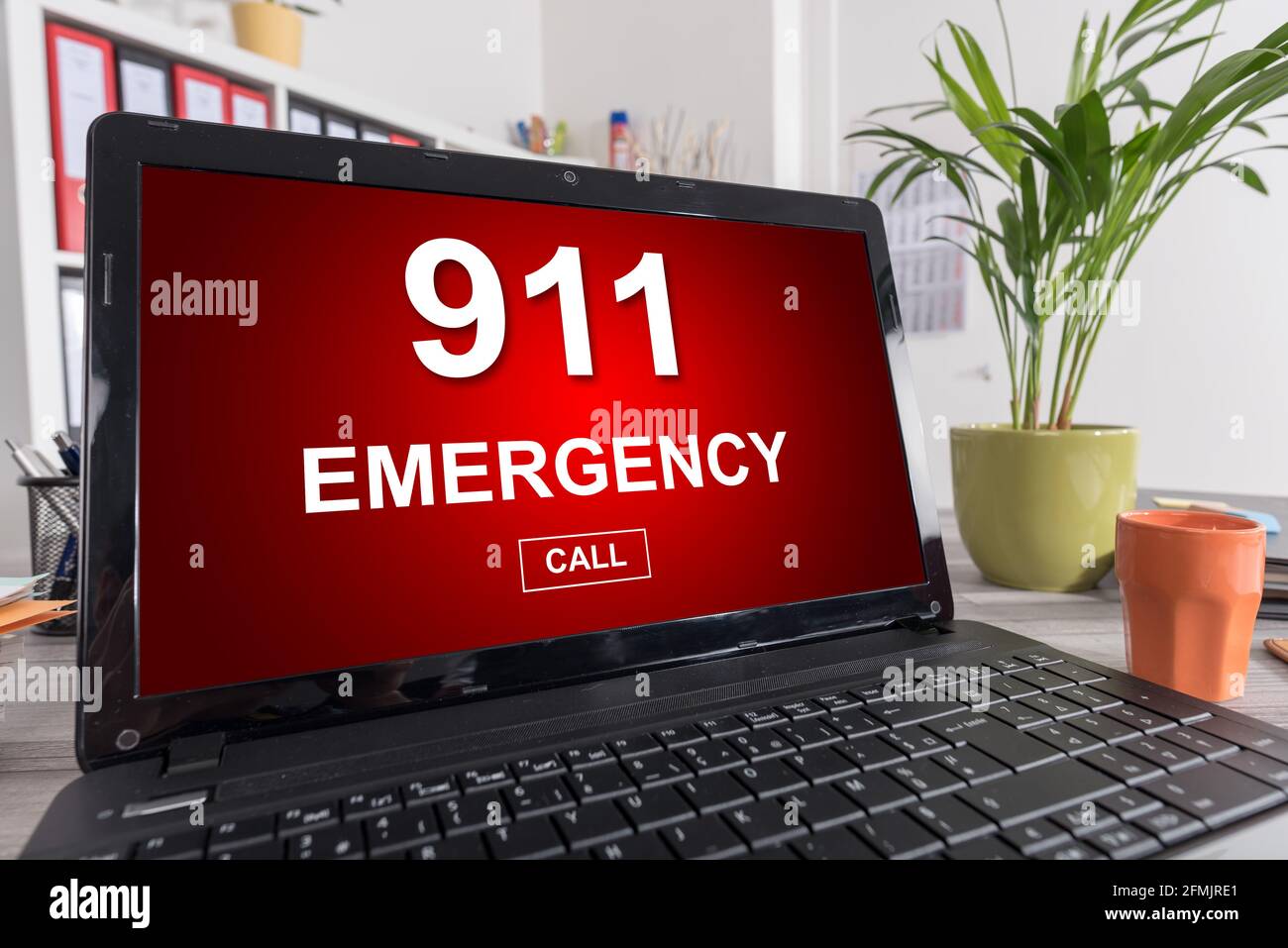 Laptop screen with emergency concept Stock Photo - Alamy