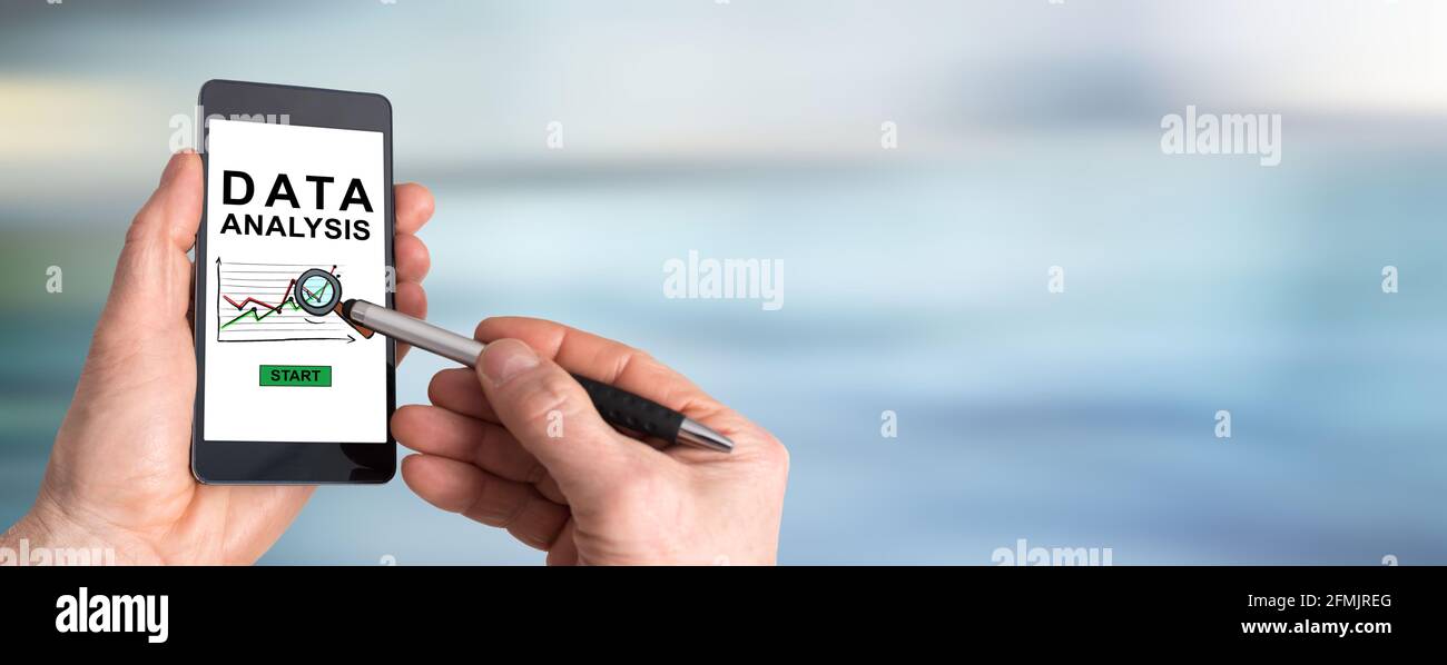 Smartphone screen displaying a data analysis concept Stock Photo - Alamy