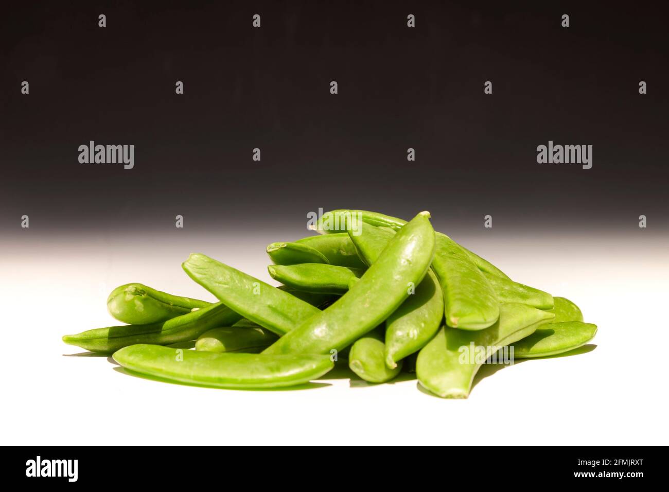 Fresh Sugar Snap peas on a graduated background, Northampton, England ...