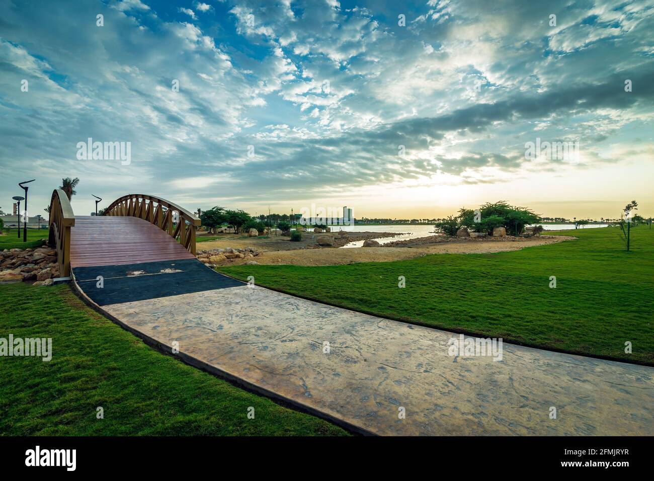 Beautiful Modon Lake Morning view-Dammam Saudi Arabia Stock Photo - Alamy